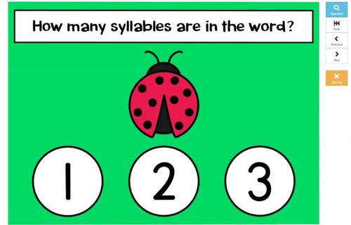 Counting Syllables for Phonological Awareness Practice Boom™ Cards set 2