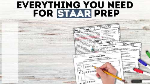 STAAR 2.0 Inference Task Cards Test Prep with New Item Types | 4th & 5th