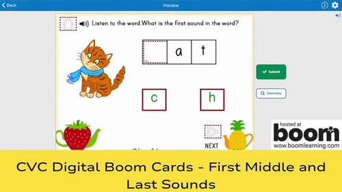CVC Digital Boom Cards - First Middle and Last Sounds by Limes and Lemons
