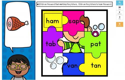 CVC Words Mystery Puzzle for Short Vowel a Boom™ Cards by Primary Tidbits