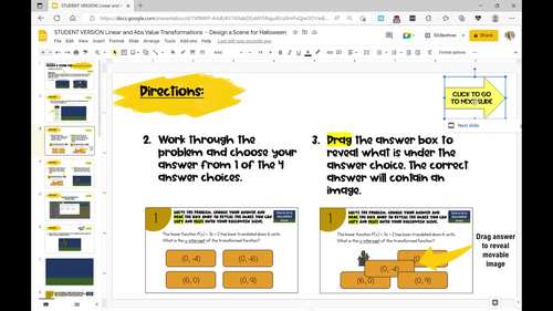 HALLOWEEN Linear and Absolute Value Function Transformations Activity ...