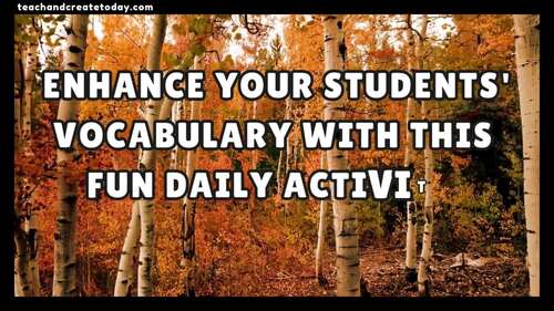 3rd Grade ELA Vocabulary Activity Word Of The Day Bell Ringer October Fall