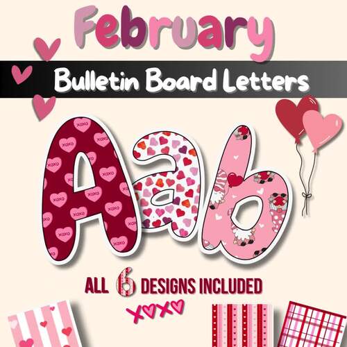 Valentine Bulletin Board Letters Bundle | 6 Designs | Printable ...