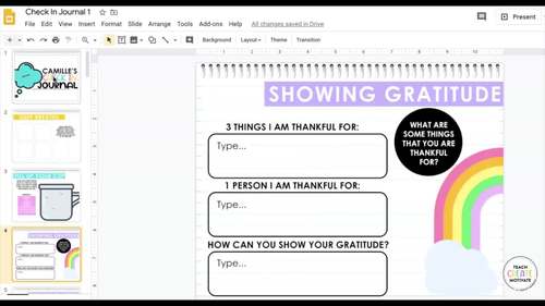 Digital Student Check In Journal - Social Emotional Learning Activities