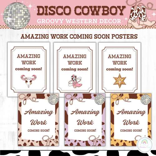 Groovy Disco Classroom Decor Bundle Western Cowboy Theme Editable