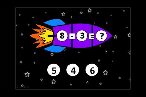 Outer space Subtraction 1-10 Math activity Digital task cards Math fact