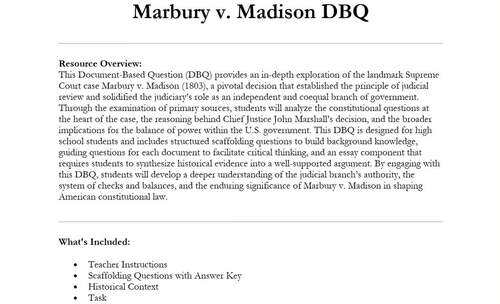 Marbury v. Madison DBQ by PBL History & Civics | TPT