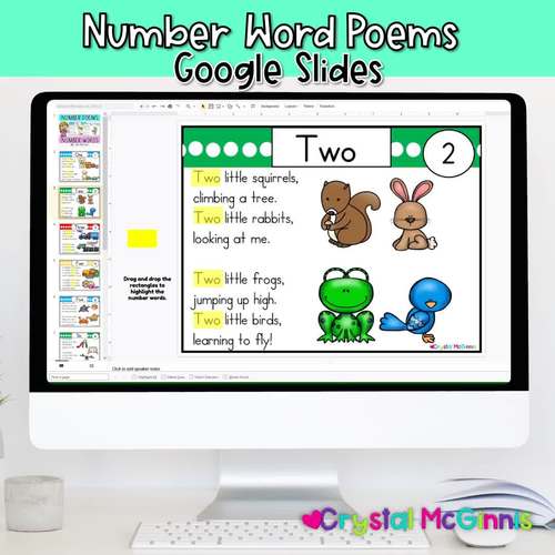 Number Word Poems DIGITAL VERSIONS -GOOGLE SLIDES, POWERPOINT, PDF