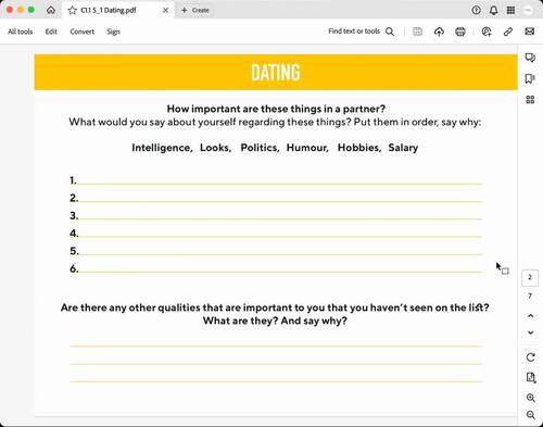 ESL Advanced Lesson: Talk about Dating by ESL Class Workshop | TPT
