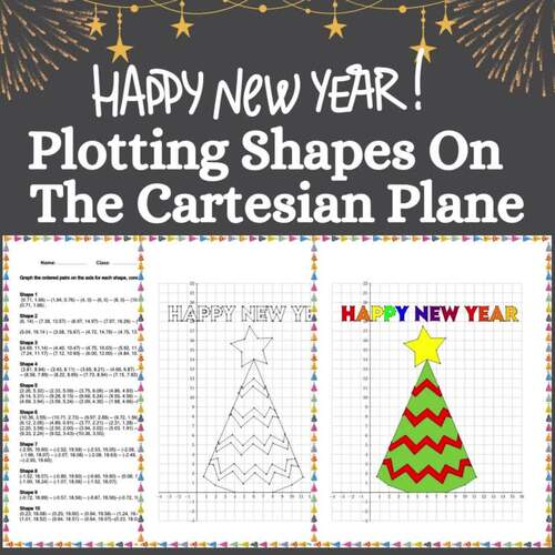 Happy New Year Coordinate Graphing Picture on the Cartesian Plane New Years