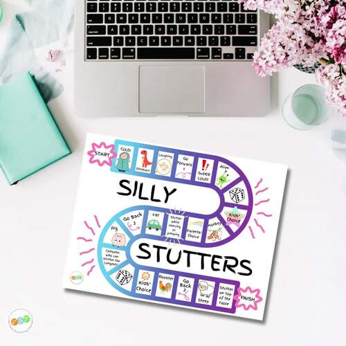 Digital Printable Silly Stuttering Fluency Therapy Game Board | TPT