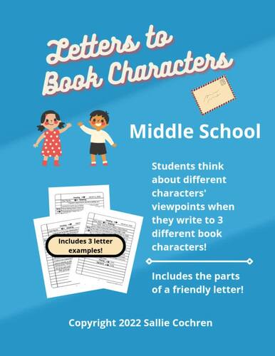 Letters to Book Characters, Response to Literature, Middle School 6th ...