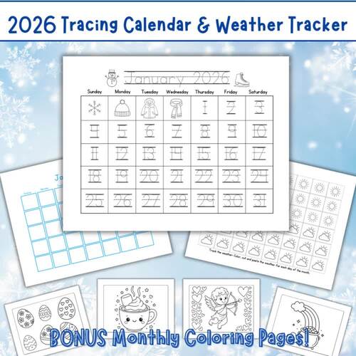 2026 Trace & Color Calendar and Weather Tracker | Monthly Calendar ...