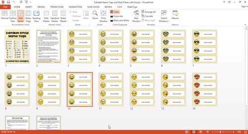 Editable Name Tags, Desk Name Plates, Desk Tags with Fun Emoji Designs