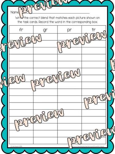 Blends Center Task Cards | Winter-Themed Snow Globe Blends for br cr dr ...