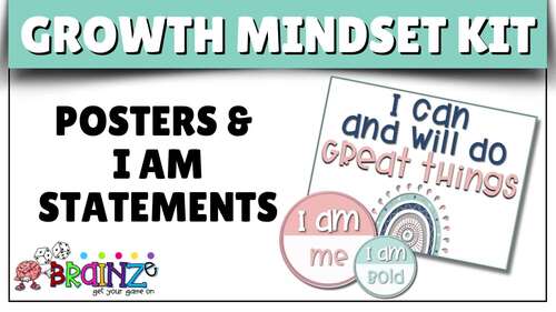 Editable Growth Mindset Kit | Boho Rainbow Neutral Class Decor Bulletin ...