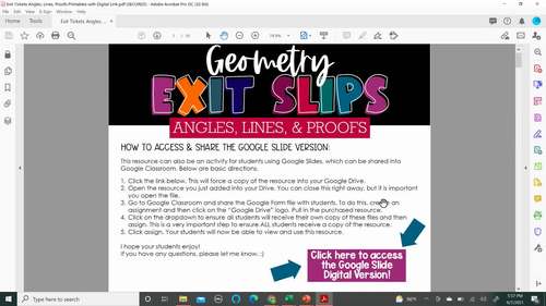Geometry Exit Tickets Angles, Lines, & Proofs PRINT & DIGITAL by Kacie ...