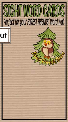 SIGHT WORDS PK - 3 WORD WALL CARDS Forest Friends Theme Editable ...