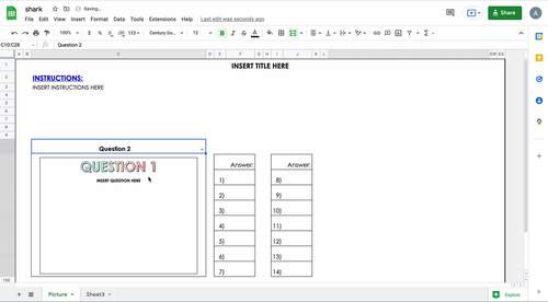 EDITABLE Pixel Art Task Cards Template Shark by Amusing Algebra | TPT