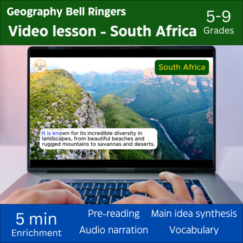 Geography bell ringer video (4 min) - South Africa - Middle school