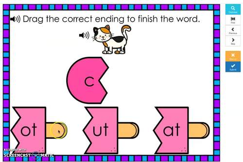 Onset and Rime Boom Cards Phonics Digital Task Cards Kindergarten ...