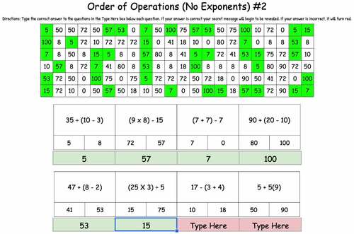 Order of Operations Secret Message (No Exponents) DIGITAL & PRINTABLE