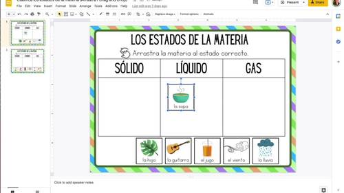 Spanish - States of Matter - Classify - Dual Language - Ciencia | TPT