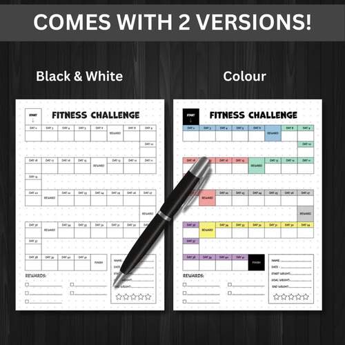 Fitness Challenge Printable Journal | Workout Planner | Exercise Log