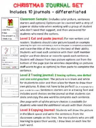 Christmas Errorless and Differentiated Journal Writing for Special ...
