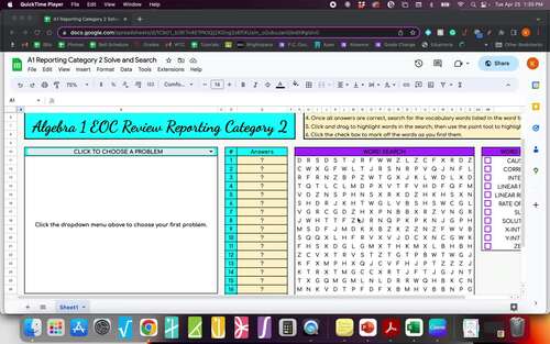 Algebra 1 EOC Review (Reporting Category 2) by Barnhill Creations