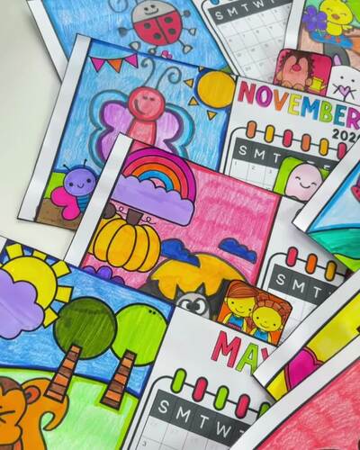 Editable Monthly Calendar | Directed Drawing Activities | Art Project Gift