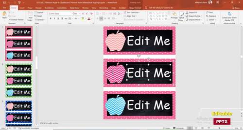 EDITABLE Chevron Apple & Chalkboard Themed Name Plates/Desk Tags/Signs