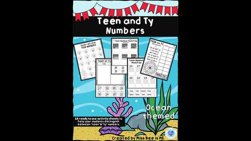 Teen and Ty Numbers- Ocean Themed by Miss Bee is ME | TPT
