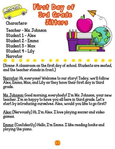 Beginning of The Year READERS THEATER Grade 3 + SEL Activity ...
