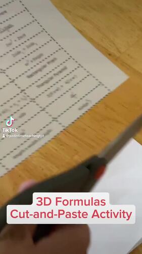 3D Geometry Shape Formulas Hands-On Practice Cut-and-Paste Activity Volume