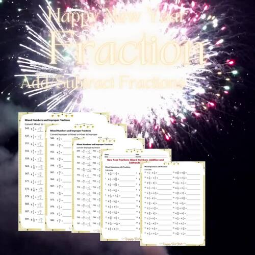 New years resolution 2024 Add/Subtract Fractions & Mixed Numbers Unlike ...