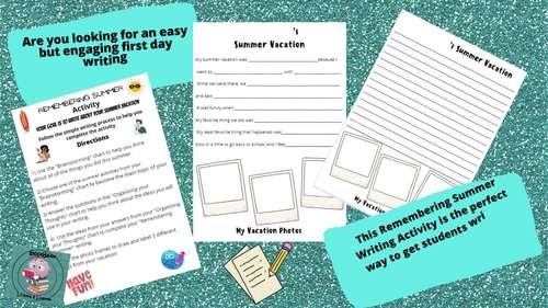 Back to School - Remembering Summer Writing Activity | TPT