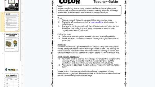 Mineral Color Guided Notes with Warm-up Activity by BodenKelly Science