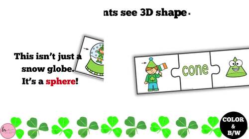 St. Patrick's Day Math Activity 3D Shapes Puzzles - 3D Geometry March Math