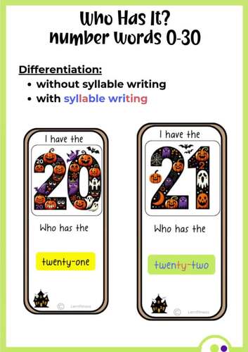 Numbers 0-30 Game | Halloween | Who has it? | Number words by Lernfitness