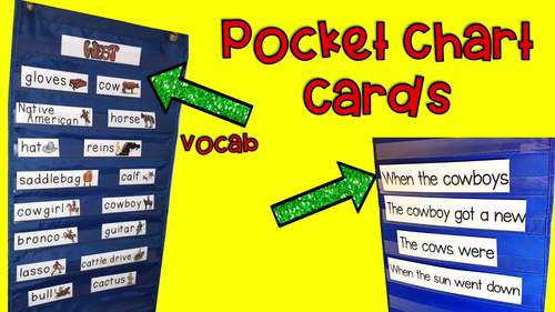 Cowboy Vocabulary Words and Picture Cards for Writing Center Write the ...