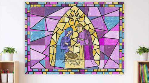 Nativity Stained Glass Collaborative Poster | Classroom Bulletin Board ...