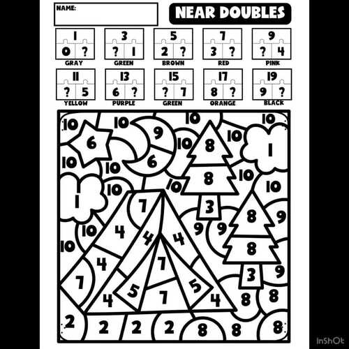 1st Grade Color-by-Code Worksheets – Mental Math Near Doubles - Summer ...