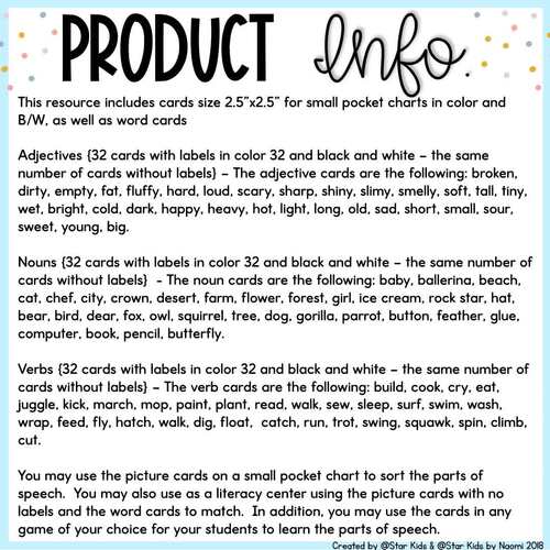 Adjectives, Nouns, and Verbs | PARTS OF SPEECH BUNDLE by Star Kids