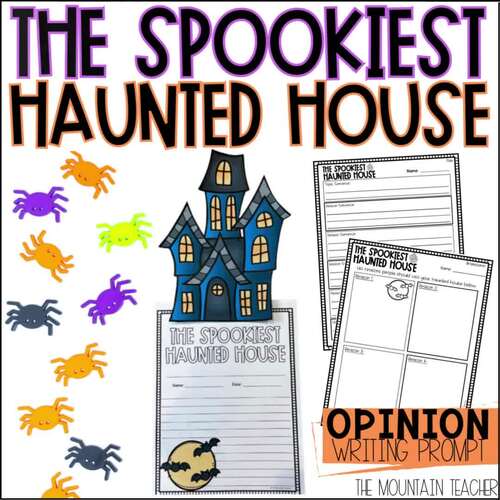Haunted House Craft and Opinion Writing Prompt for October Bulletin Board