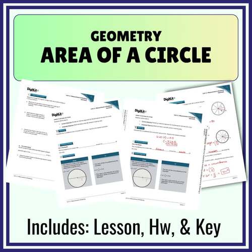 Area of a Circle Guided Notes & Worksheets | 9th-11th Grade Geometry