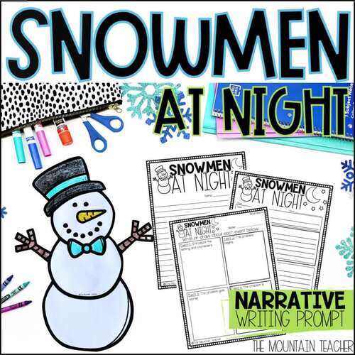 Snowmen at Night Fun Winter Writing Prompt and Snowman Craft for ...