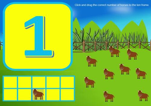 Subitizing Ten Frames with Horses Boom Cards by Teacher's Pride | TPT