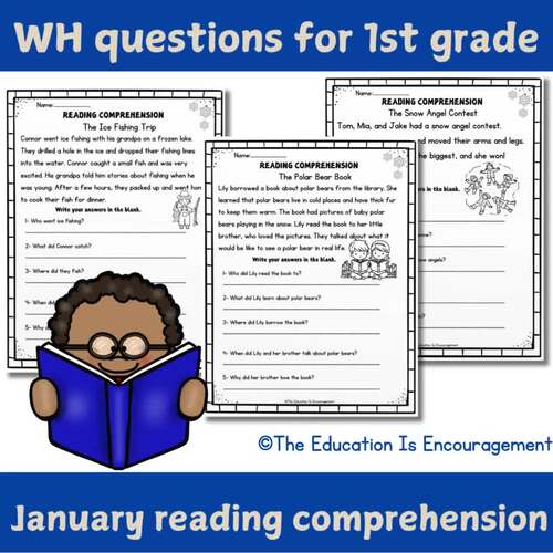 25 January Short Stories for 1st Grade: WH Questions Reading Comprehension
