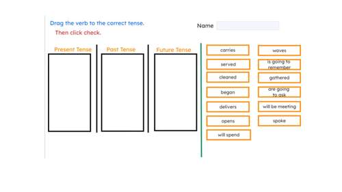 Present, Past, Future Verb Tense Sort - Printable, Drag & Drop Easel ...